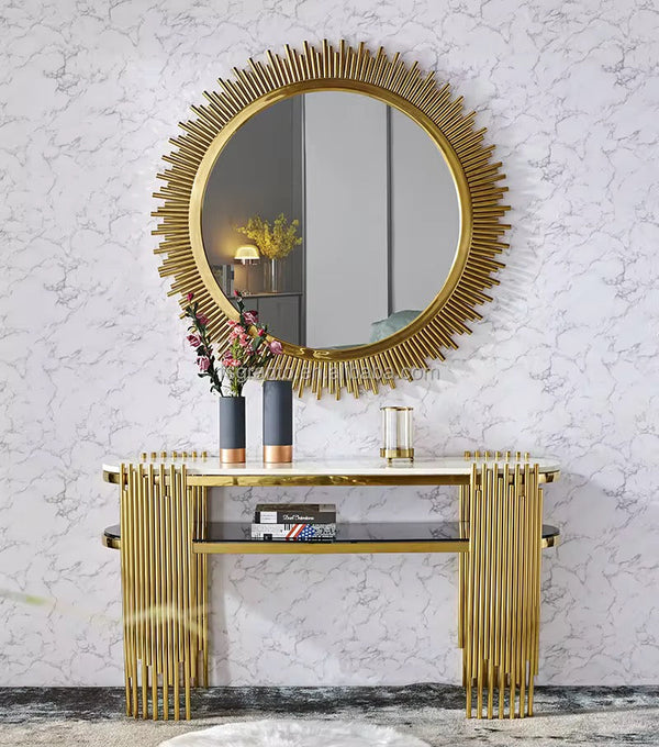 DecorMama Ellipse Console Table and Mirror Set