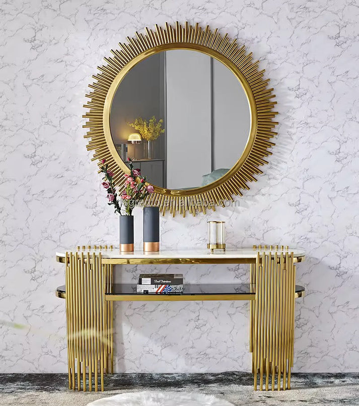 DecorMama Ellipse Console Table and Mirror Set